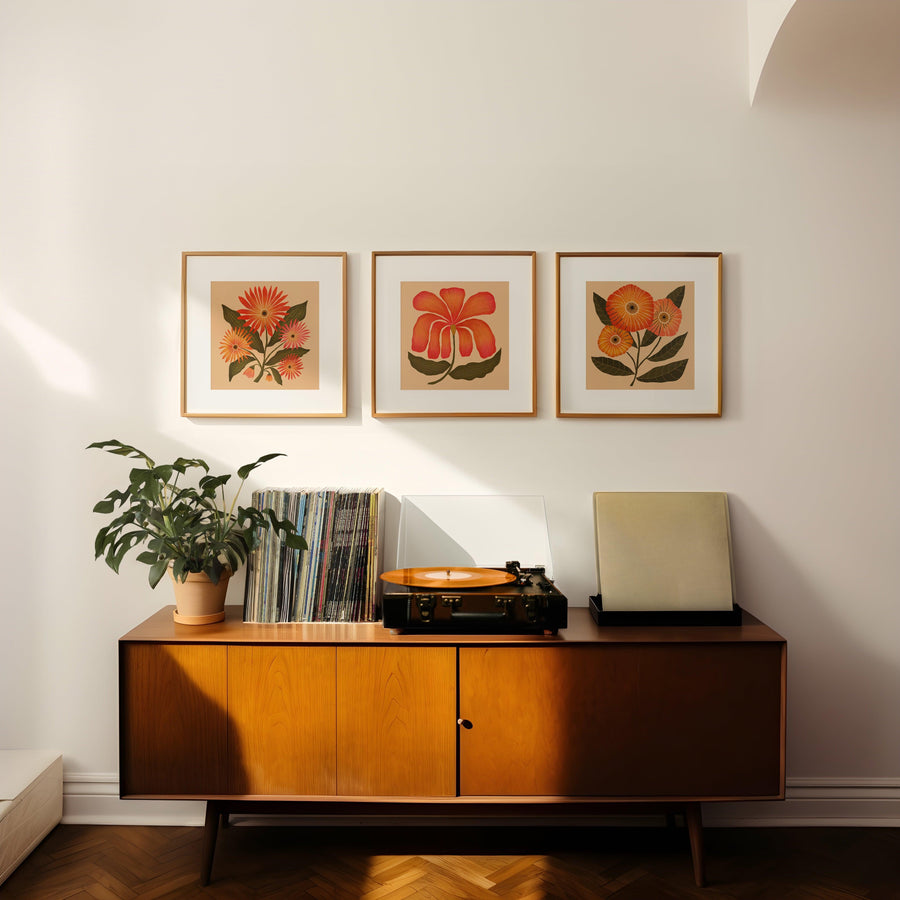 Retro Flower Art Print | Modern Retro Flower Illustration | Groovy Art ...