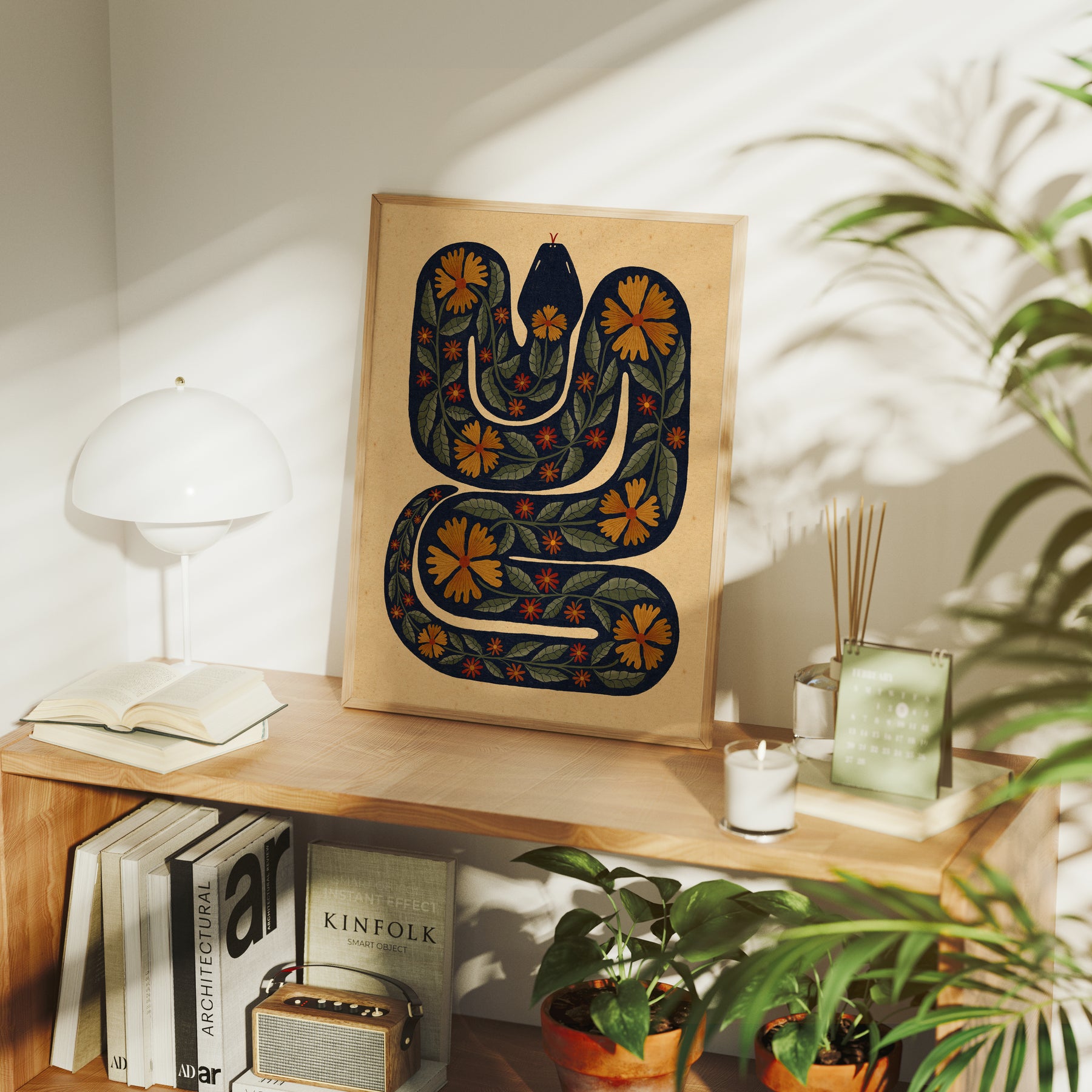 Floral Snake Art Print | Folk Art Snake Illustration | Rebecca Zwanzig ...