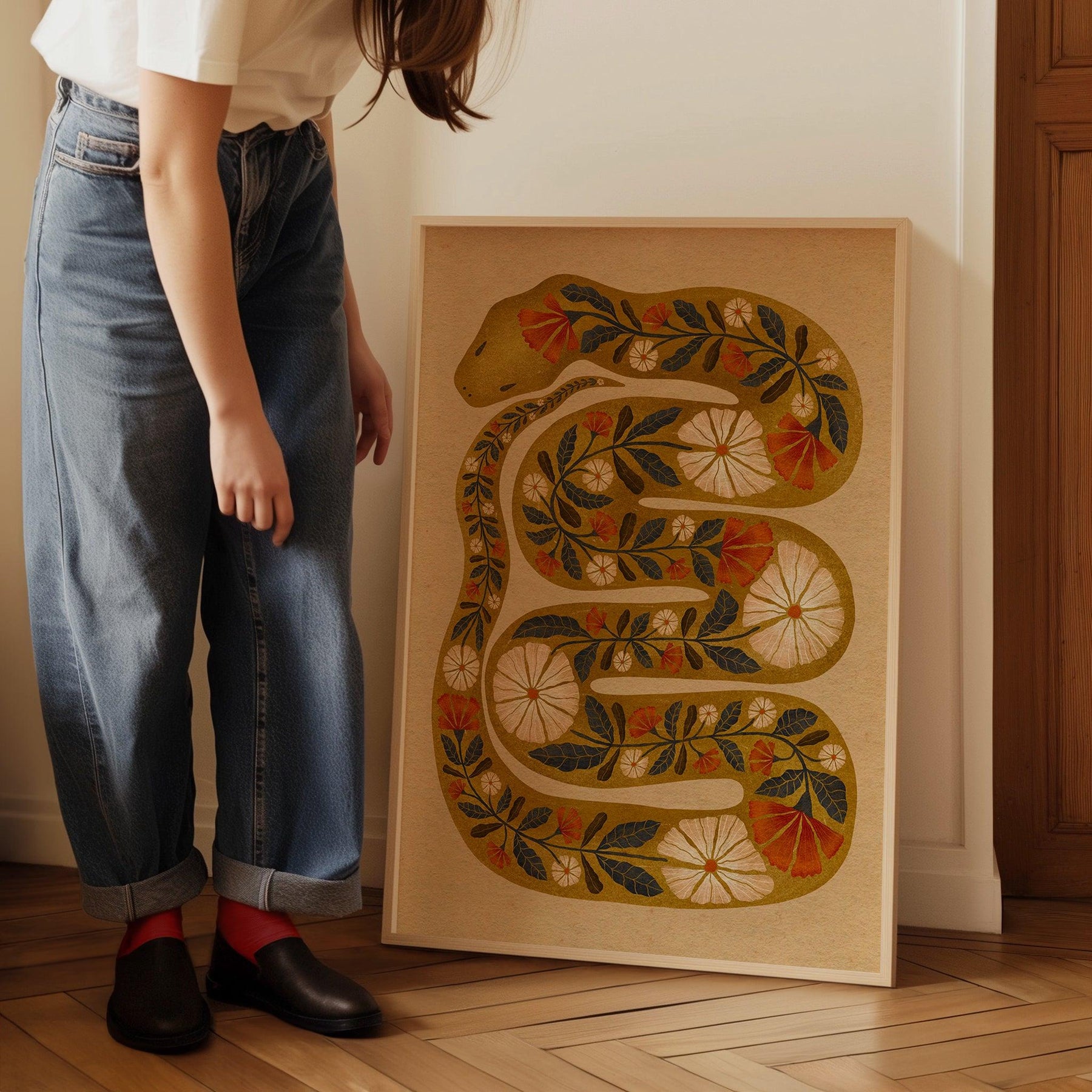 Folk Art Snake Illustration | Snake and Flower Art Print | High West Wild
